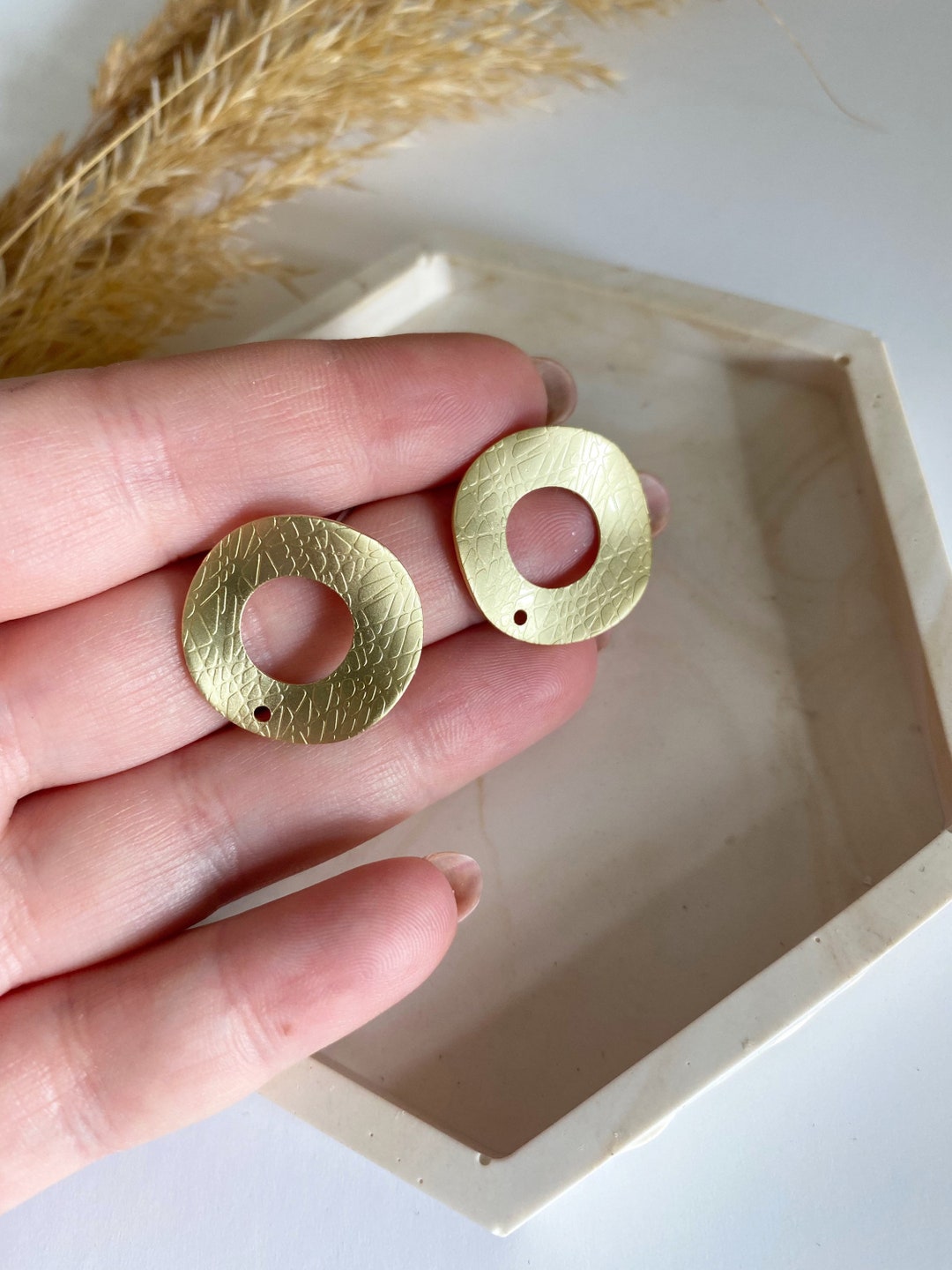Circle Textured Earring Connectors Earring Studs Jewellery Making ...