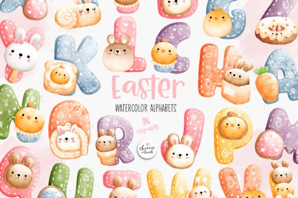Cute Easter Alphabet - Easter Font - Easter Graphic - Easter PNG ...
