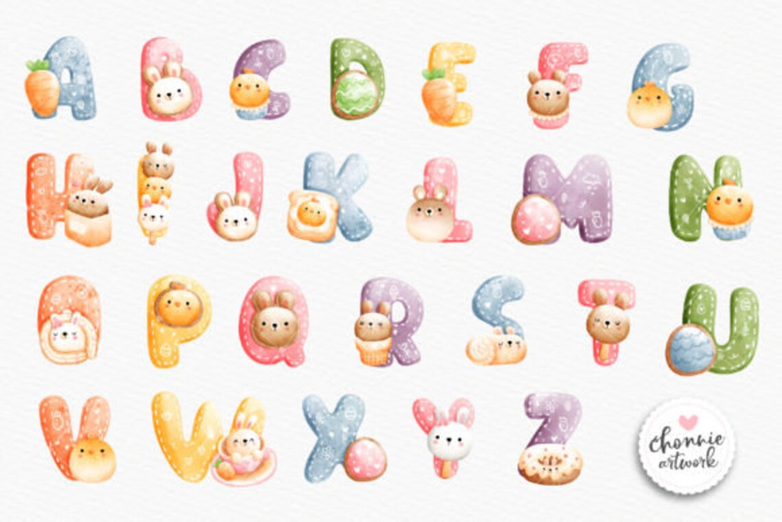 Cute Easter Alphabet - Easter Font - Easter Graphic - Easter PNG ...