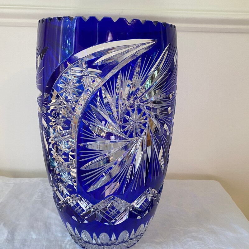 Cobalt Blue Crystal Vase - Etsy