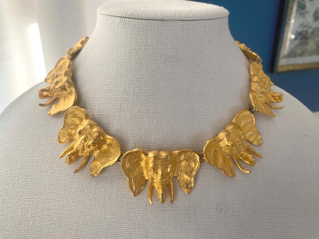 Vintage Judith Woracek Mullen Signed Figural Elephant Choker Collar ...