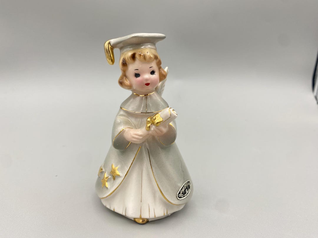 Josef Originals Graduation Angel Girl Gray Ceramic Figurine With ...