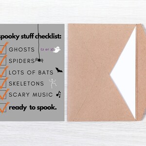 Funny Halloween Notecard: Spooky Checklist Design (4.25 X 5.5) - Etsy