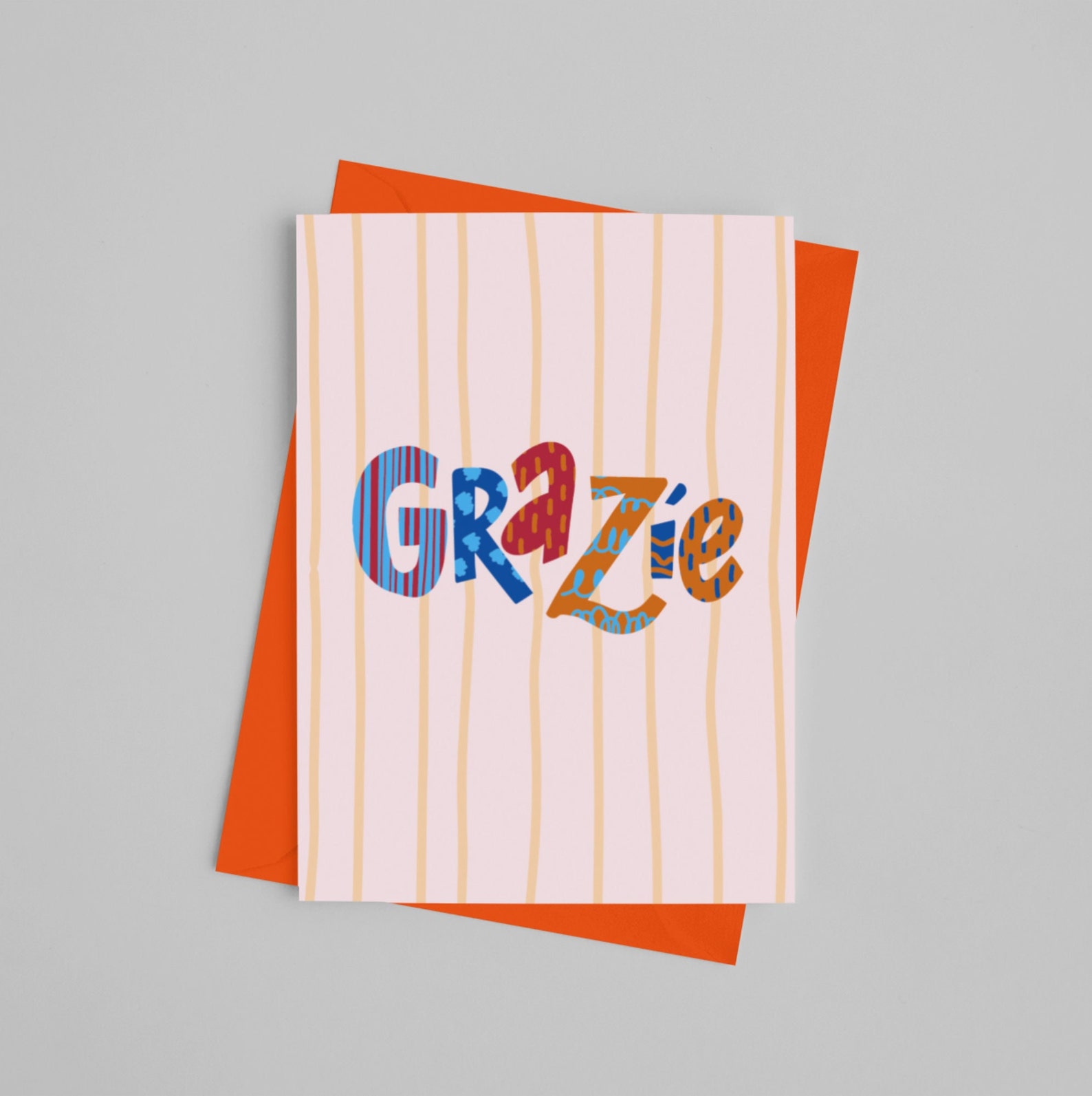 Grazie Notecard Thank You Card Italian Thank You Gratitude Card ...