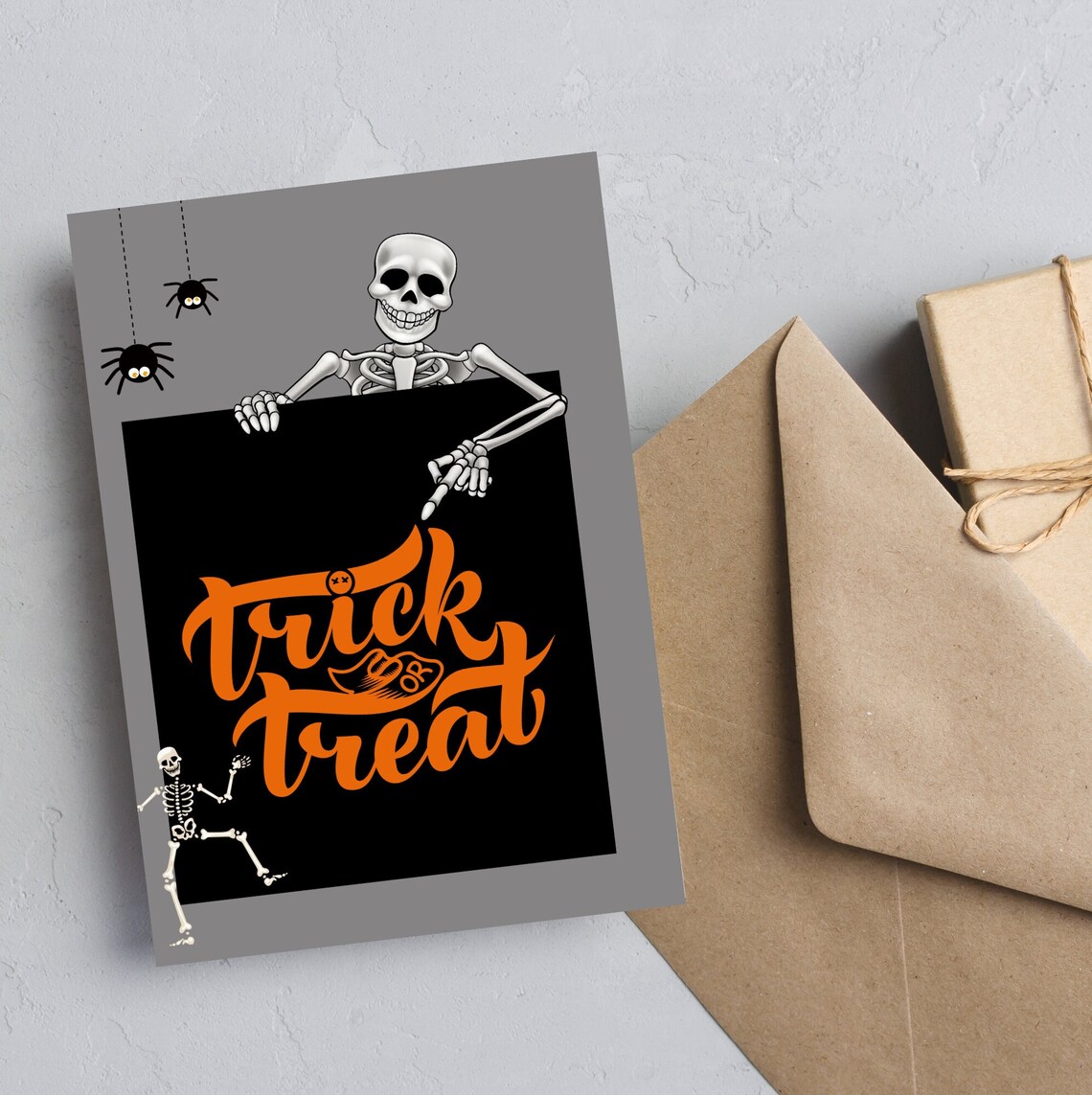 Trick or Treat Skeletons Halloween Notecard Happy Halloween - Etsy