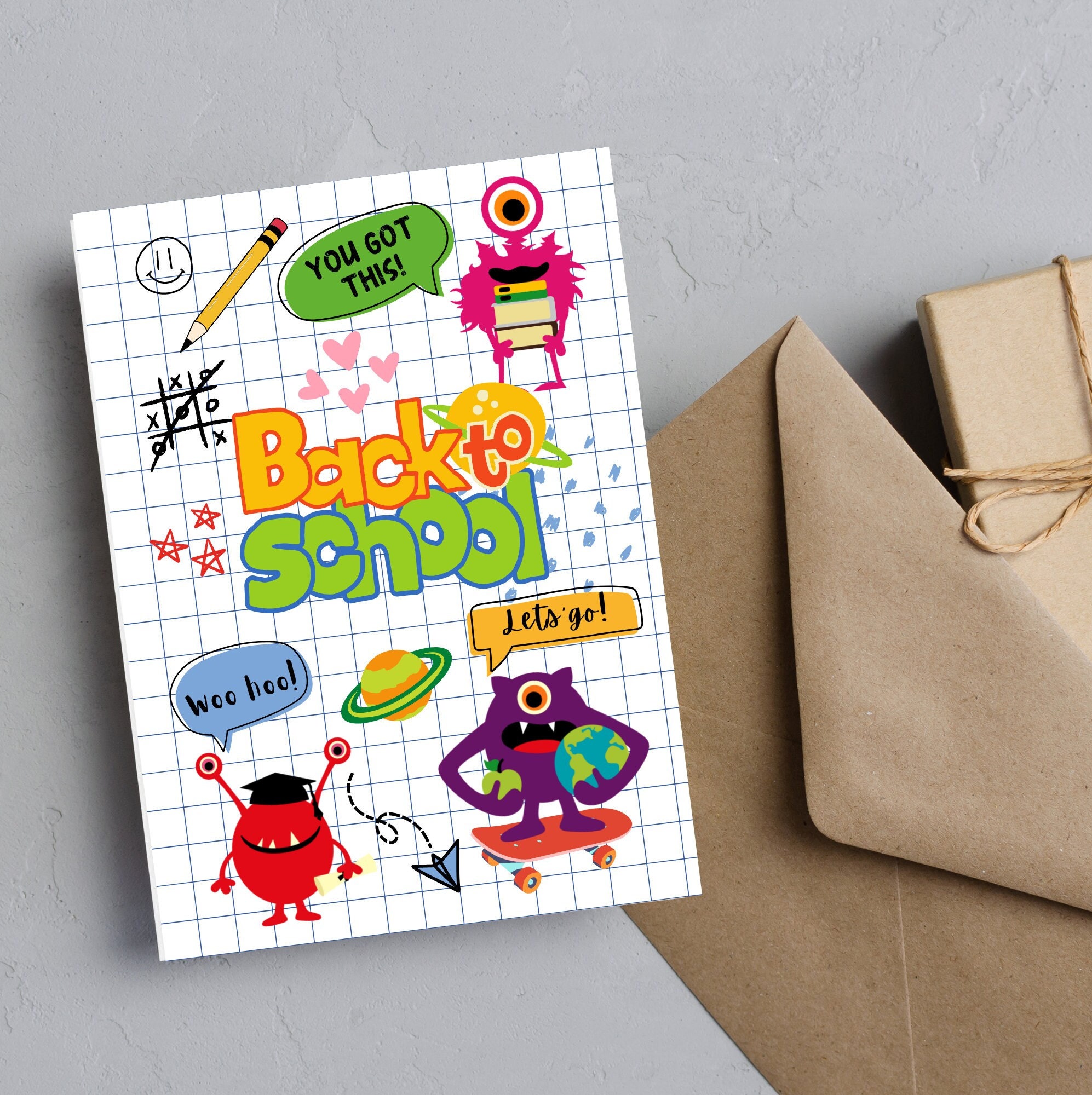 Little Monsters Back to School Card for Kids First Day of School ...