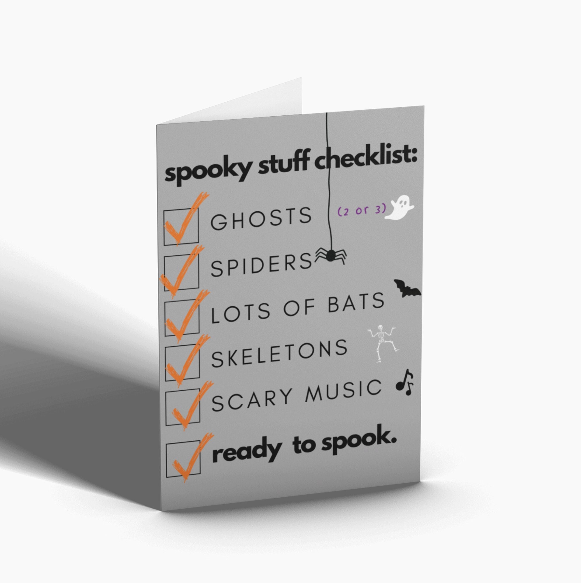 Funny Halloween Notecard: Spooky Checklist Design (4.25 X 5.5) - Etsy