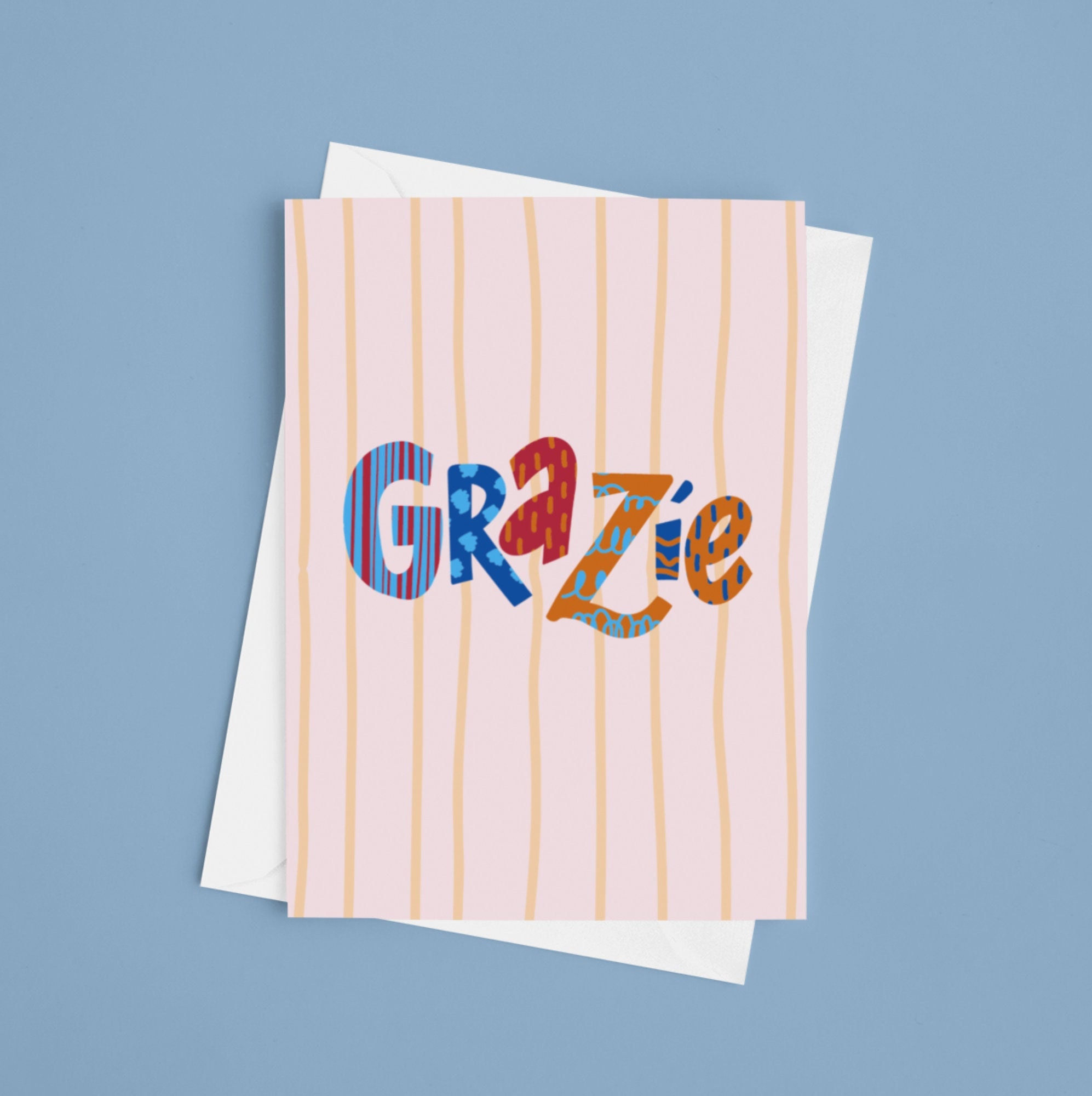 Grazie Thank You Card: Italian Stationery With Colorful Design (4.25 X ...