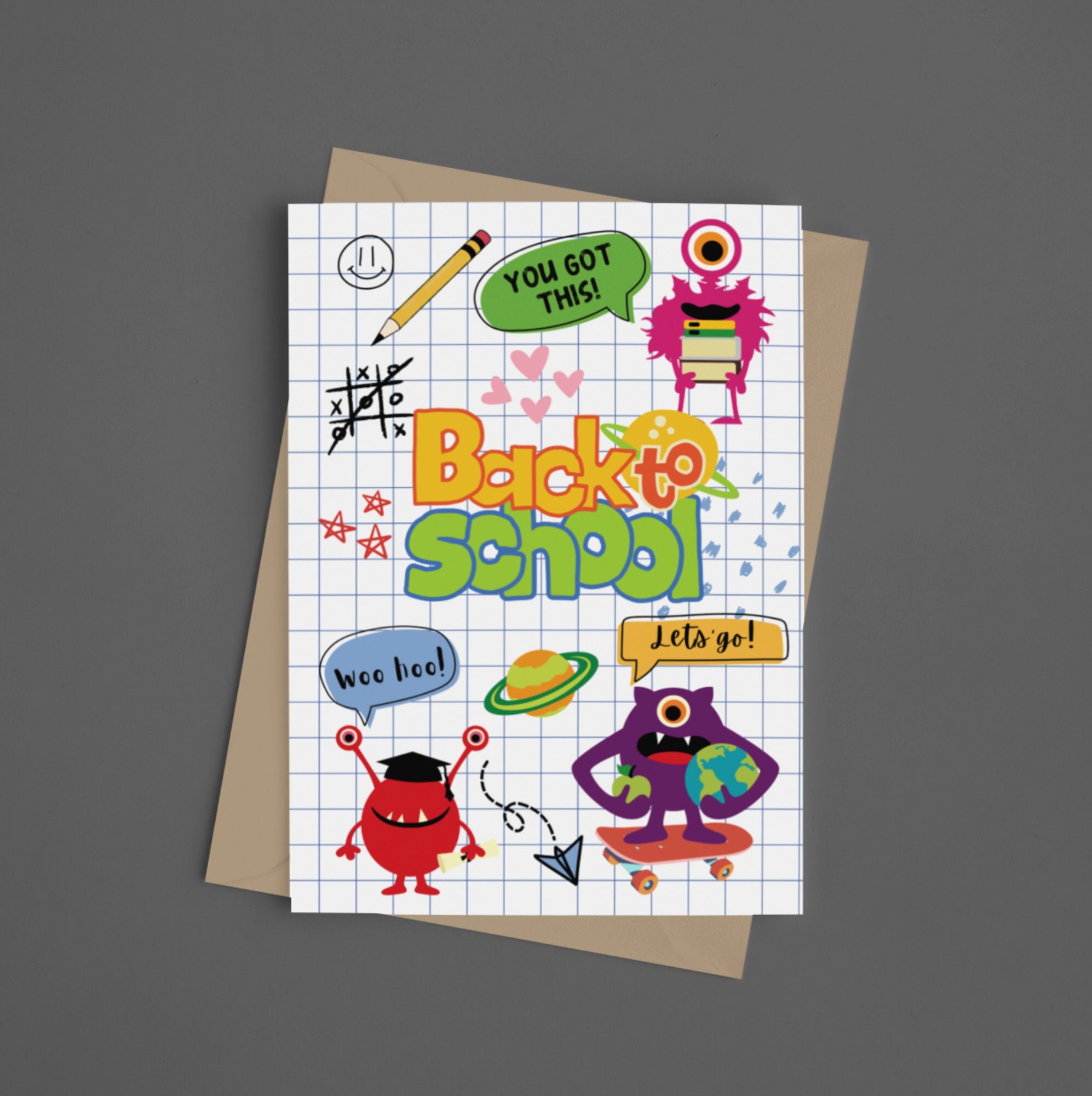 Little Monsters Back to School Card for Kids First Day of School ...