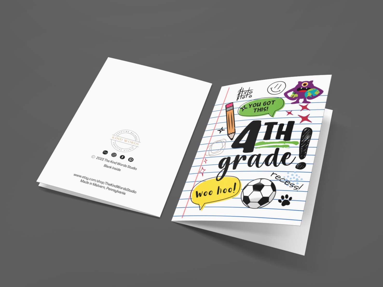 4th Grade Back-to-school Greeting Card: Celebrate First Day - Etsy