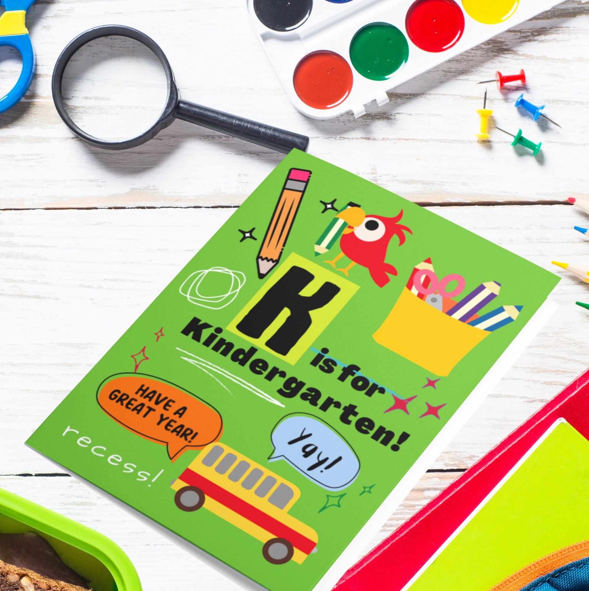 Kindergarten Back-to-school Greeting Card: 5x7 Blank Card With Envelope ...