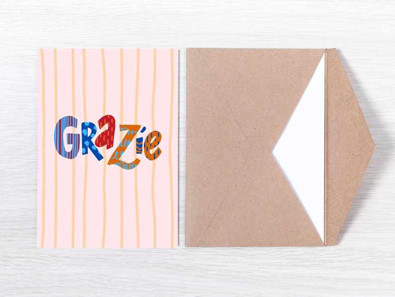 Grazie Notecard Thank You Card Italian Thank You - Etsy