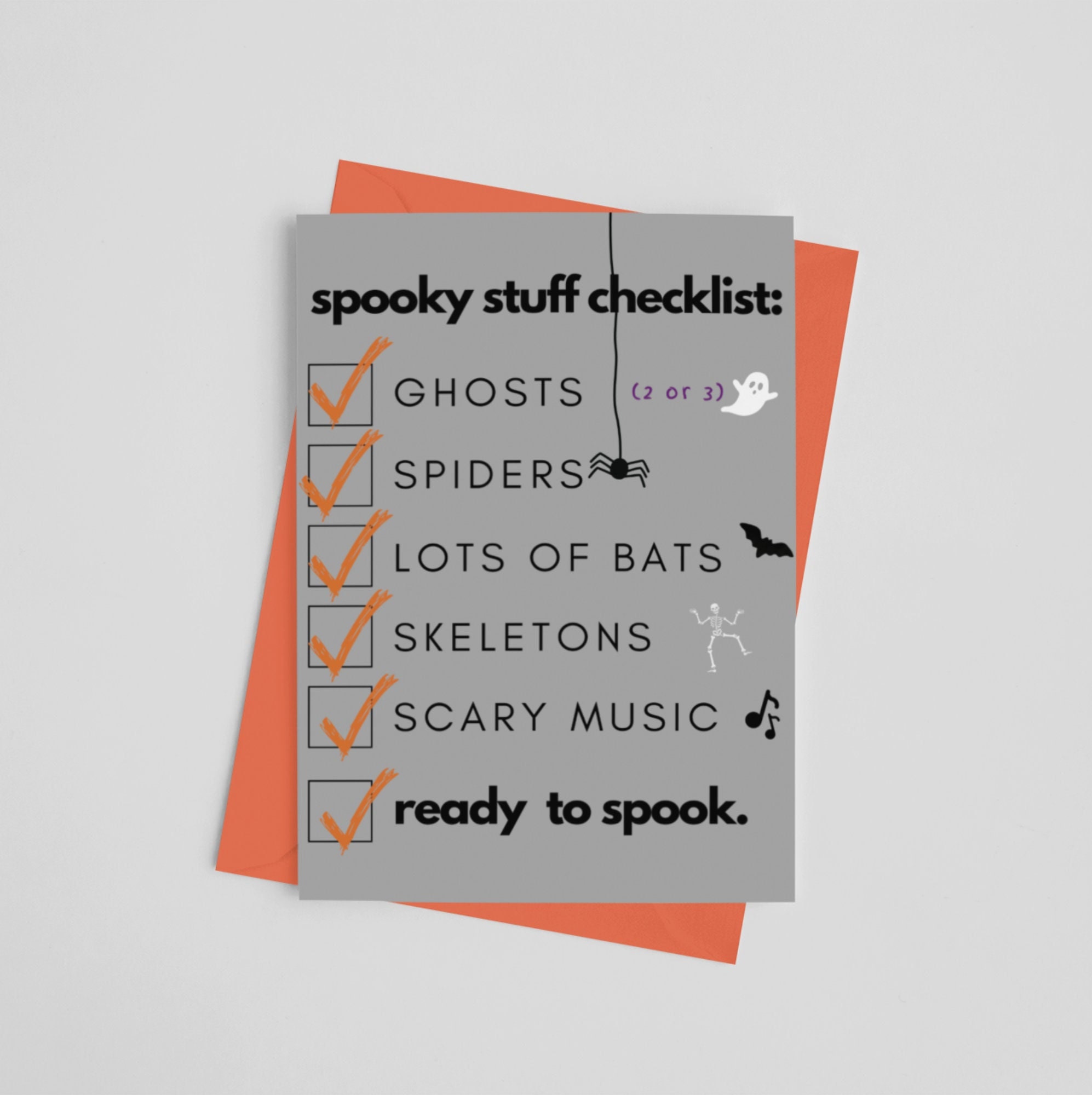 Funny Halloween Notecard: Spooky Checklist Design (4.25 X 5.5) - Etsy