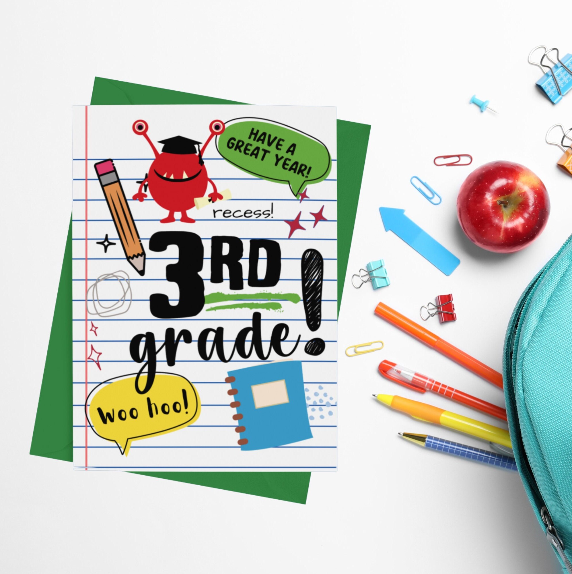3rd Grade Back-to-school Greeting Card: Celebrate the School Year (5x7 ...