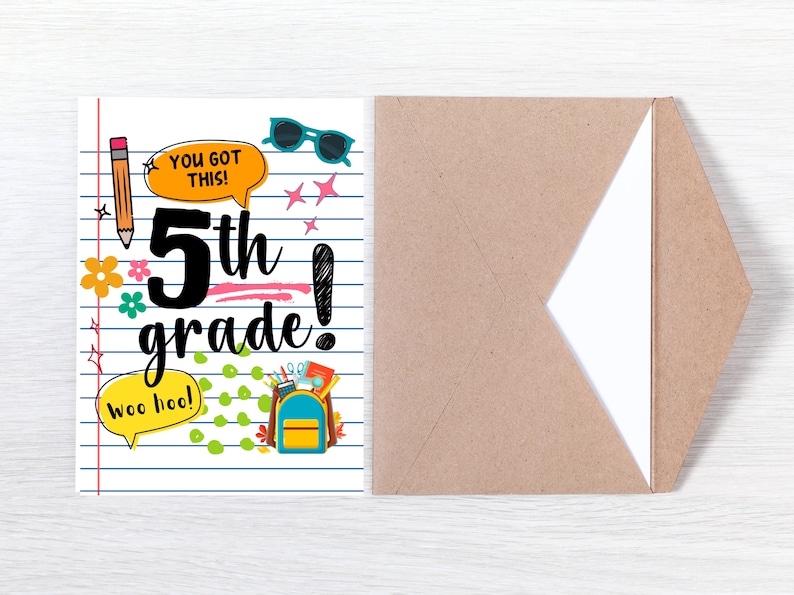 5th Grade Back-to-school Greeting Card: Encouragement Card (5x7 A7) - Etsy