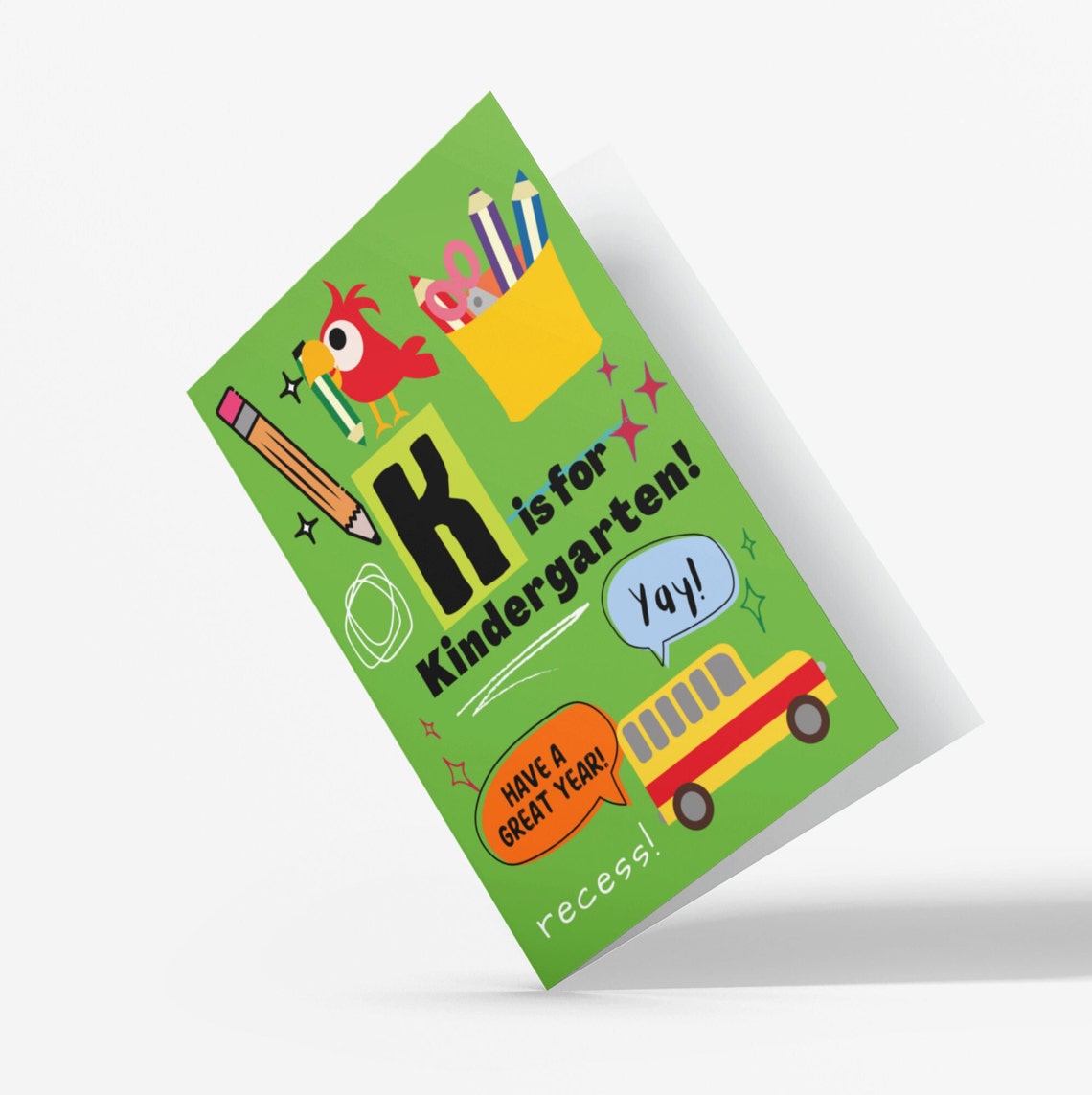 Kindergarten Back-to-school Greeting Card: 5x7 Blank Card With Envelope ...