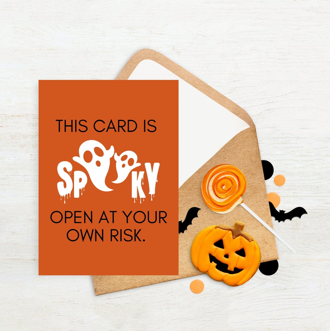 This Card is Spooky Open at Your Own Risk Halloween Notecard - Etsy