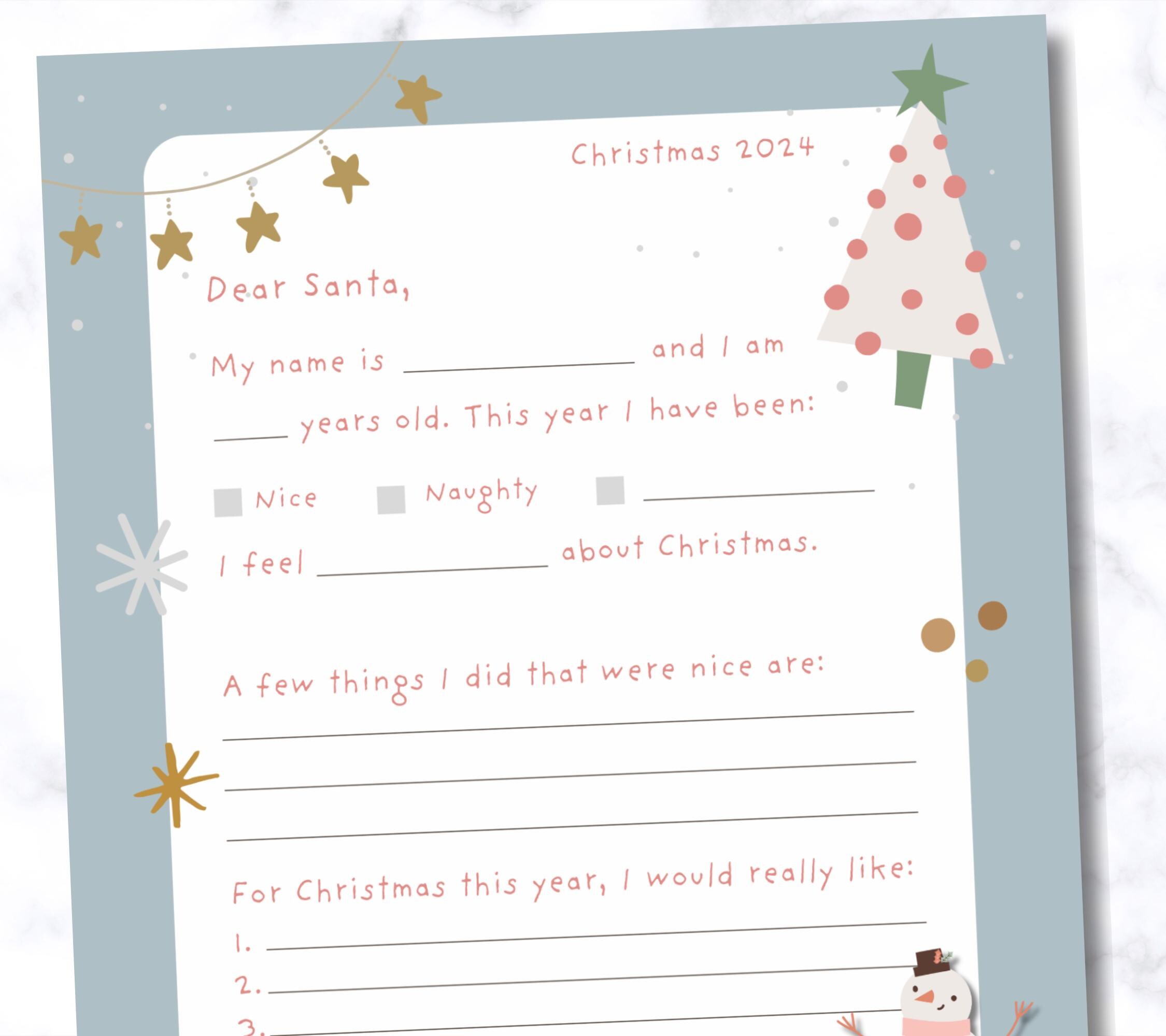 Instant Download Printable Kids Letter to Santa Christmas Festive Gift ...