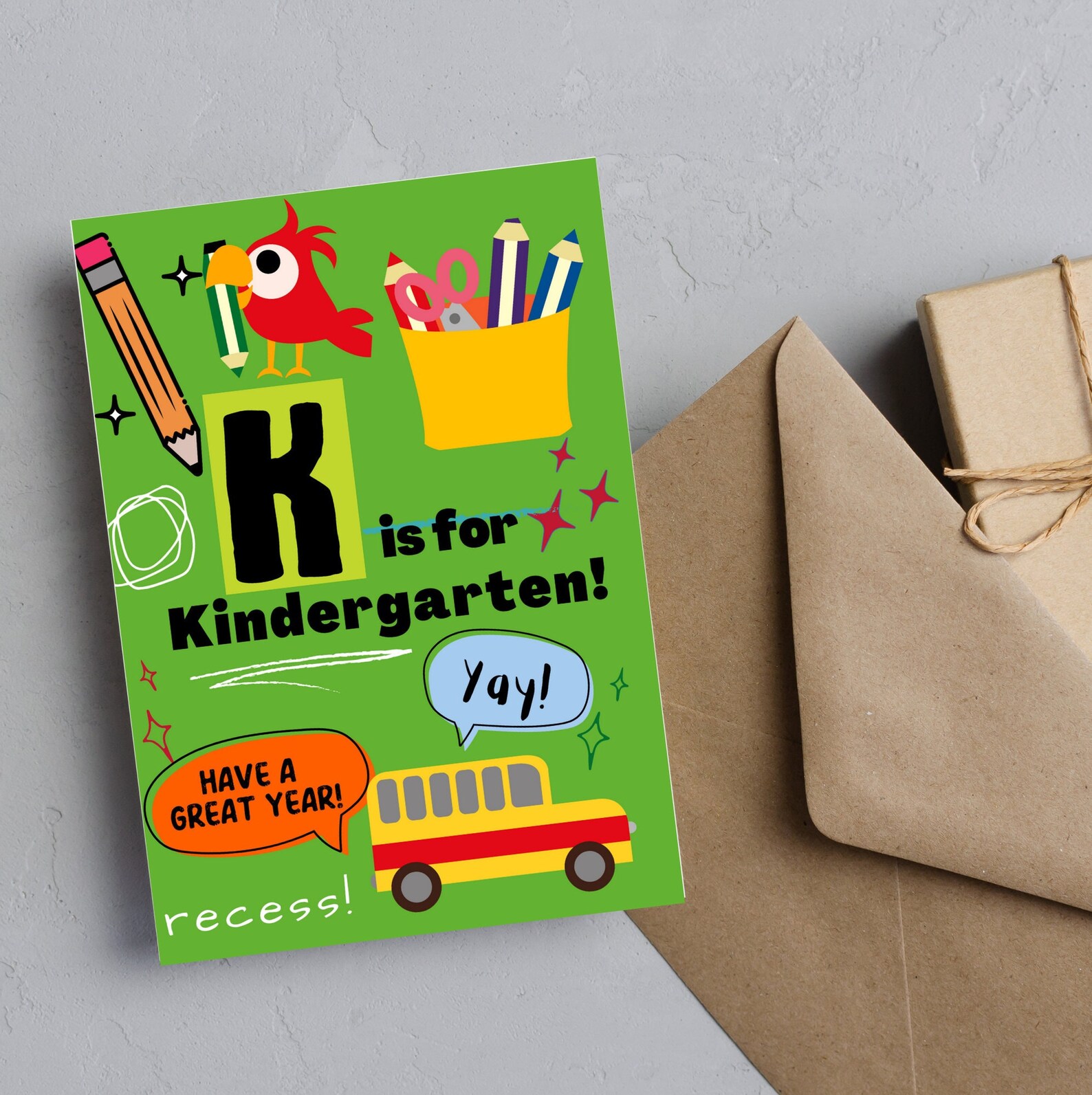 Kindergarten Back-to-school Greeting Card | Celebrate the School Year ...