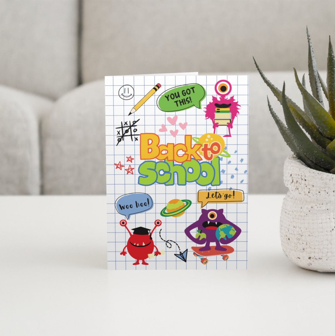 Little Monsters Back to School Card for Kids First Day of School ...