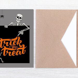 Trick or Treat Skeletons Halloween Notecard Happy Halloween - Etsy