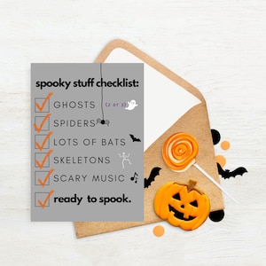 Funny Halloween Notecard: Spooky Checklist Design (4.25 X 5.5) - Etsy