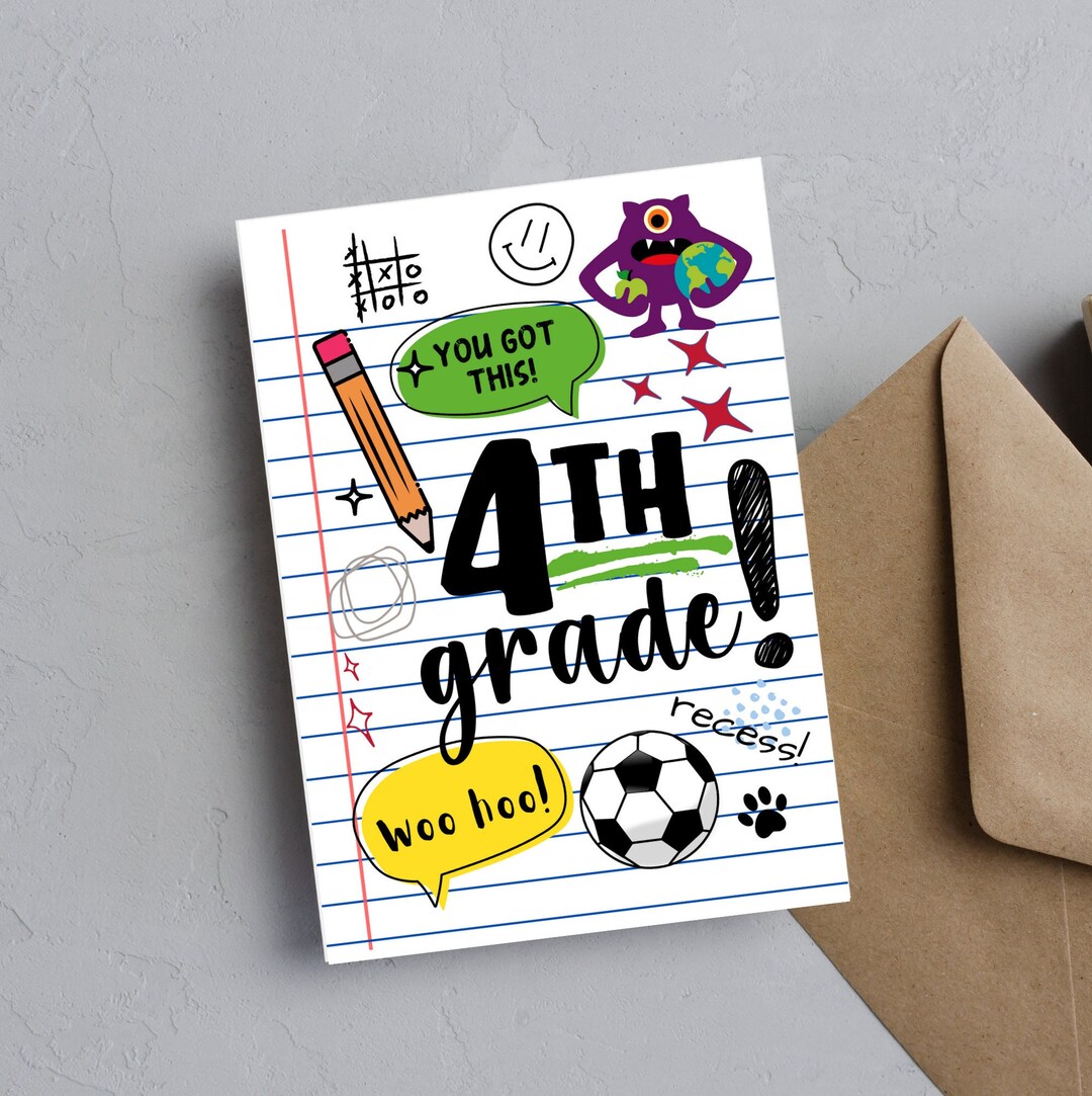 4th Grade Back-to-school Greeting Card: Celebrate First Day - Etsy