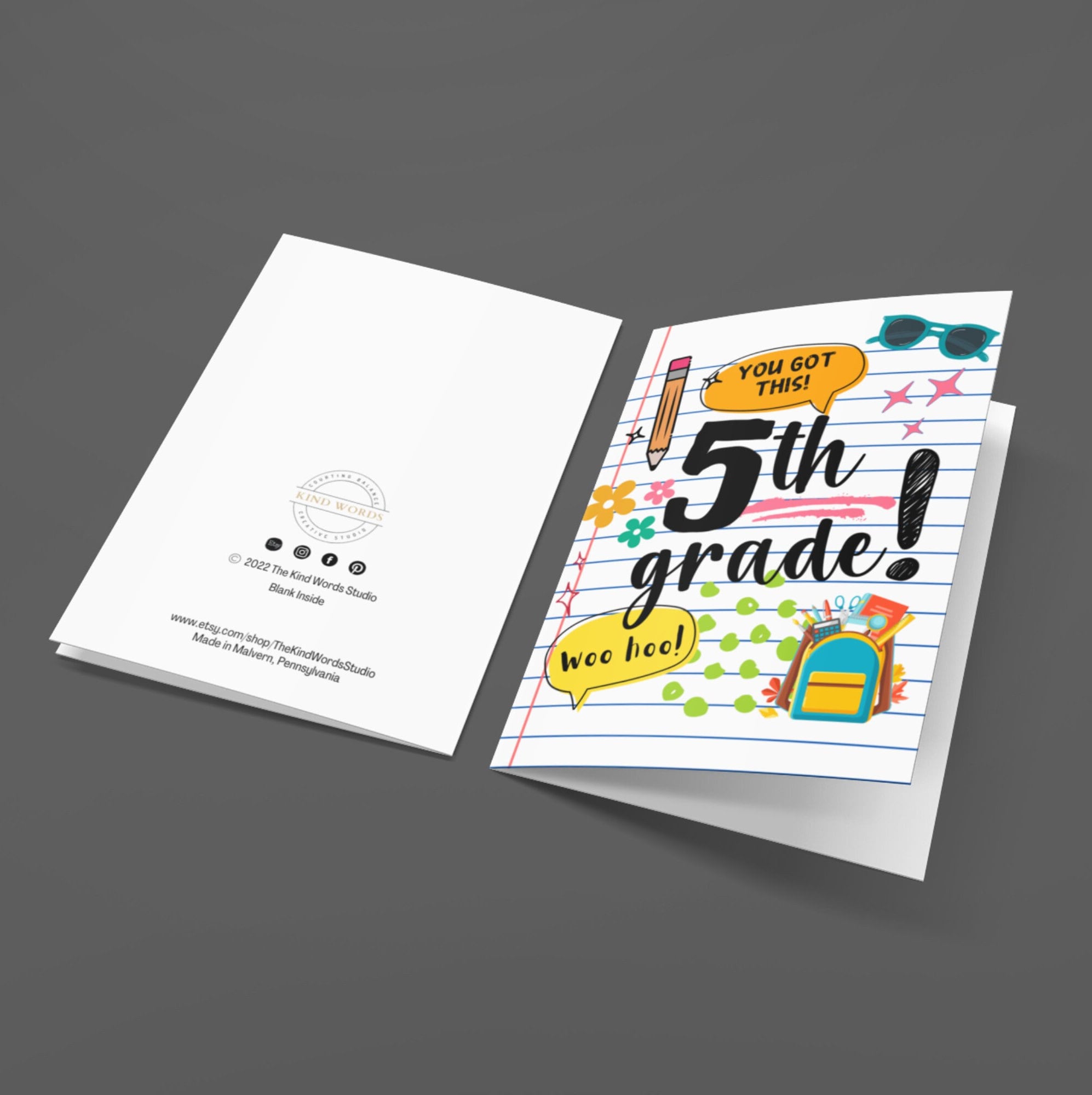 5th Grade Back-to-school Greeting Card: Encouragement Card (5x7 A7) - Etsy