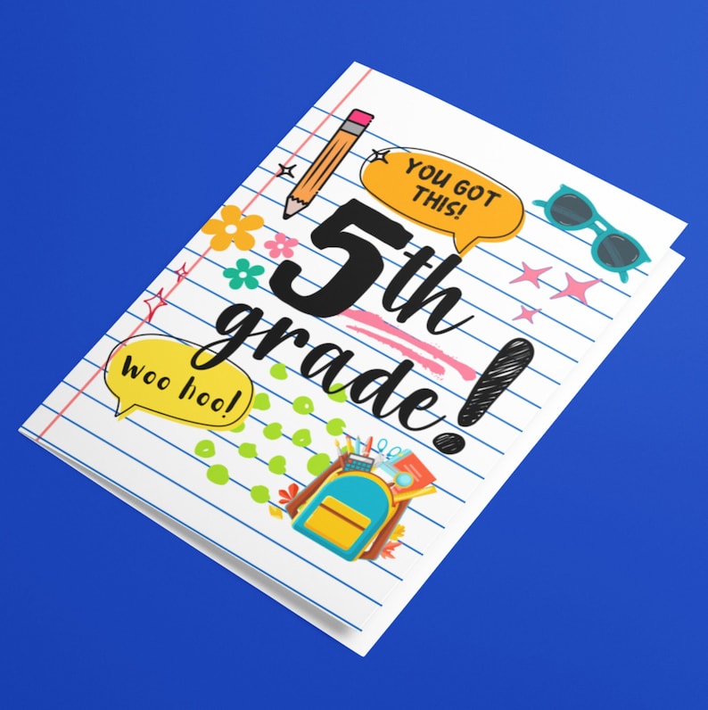 5th Grade Back-to-school Greeting Card: Encouragement Card (5x7 A7) - Etsy