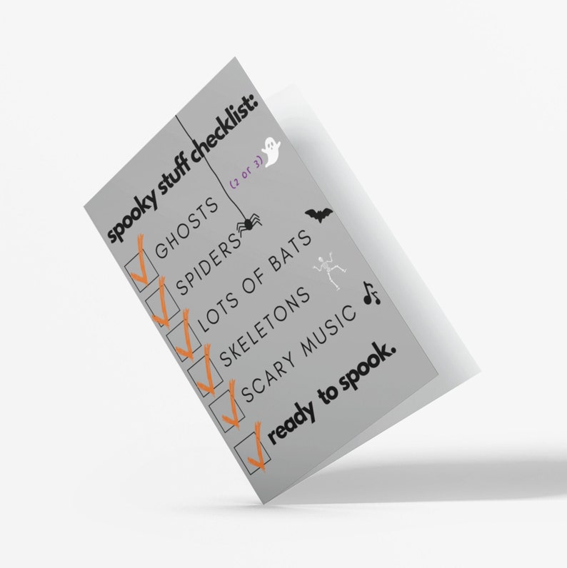 Funny Halloween Notecard: Spooky Checklist Design (4.25 X 5.5) - Etsy