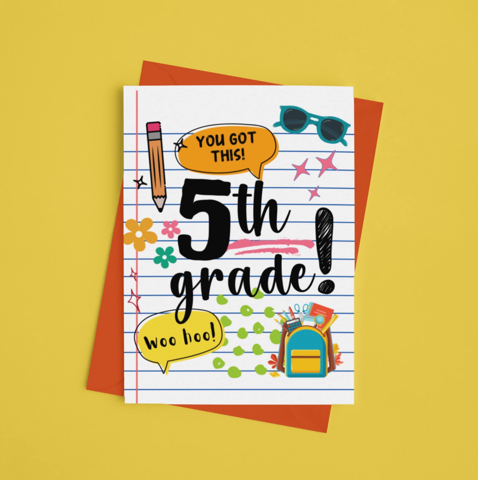5th Grade Back-to-school Greeting Card: Encouragement Card (5x7 A7) - Etsy