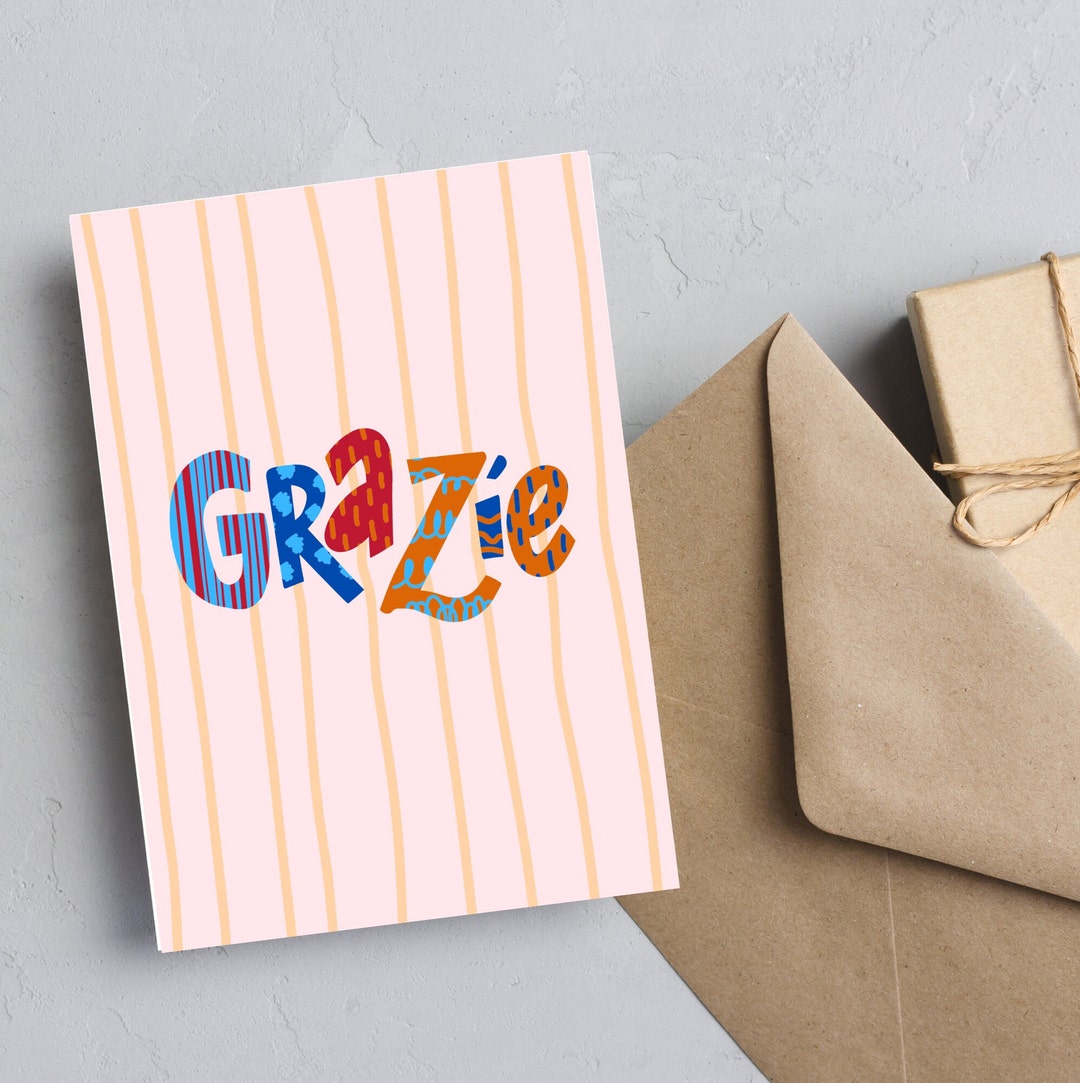 Grazie Thank You Card: Italian Stationery With Colorful Design (4.25 X ...
