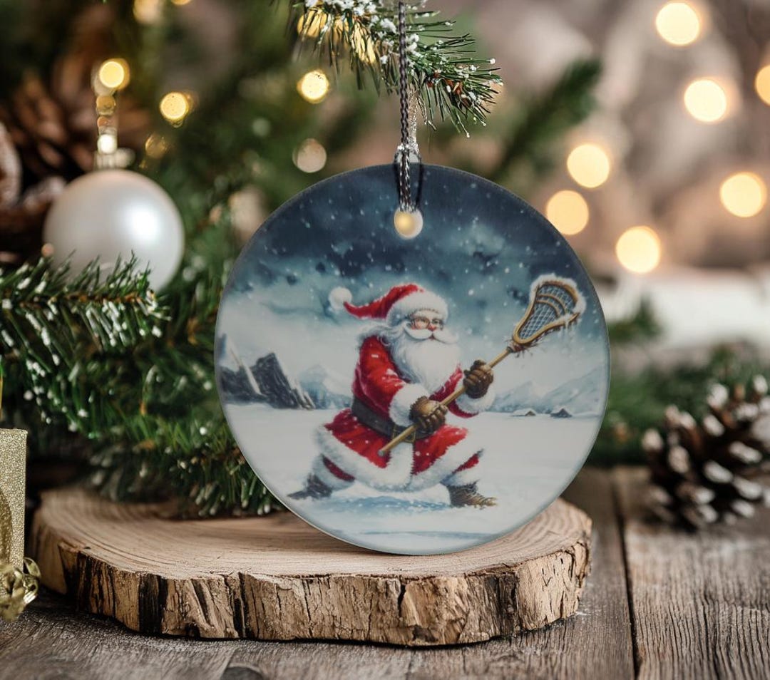 Santa Playing Lacrosse Glass Ornament: Holiday Sports Gift - Etsy