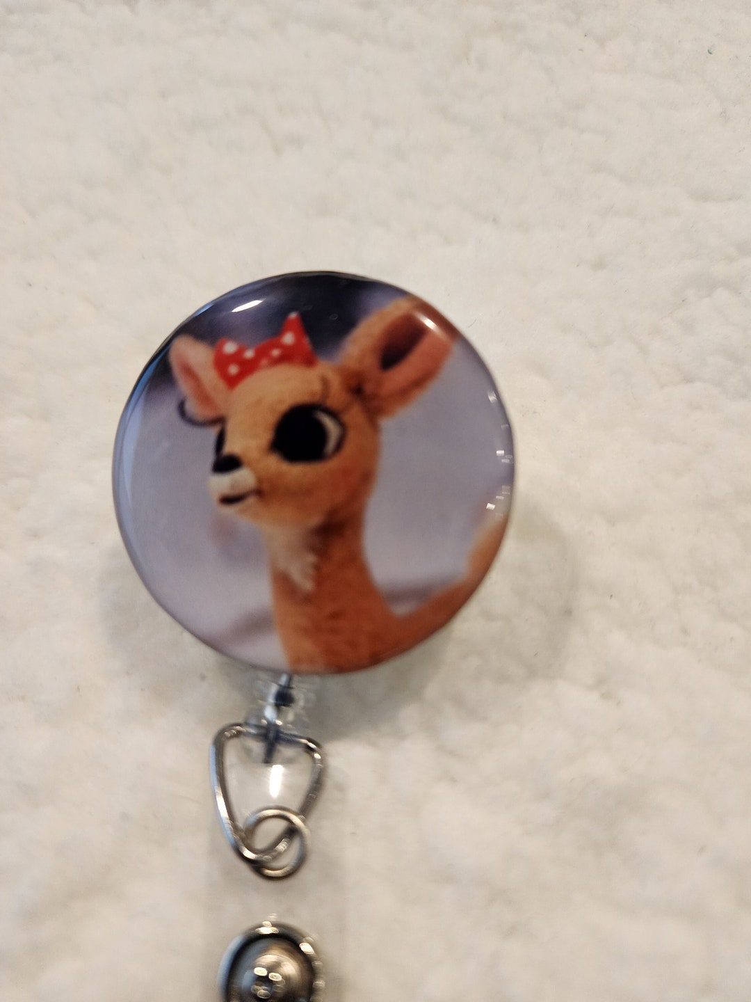 Clarice Reindeer Christmas Badge-medical Badge Reel-student - Etsy