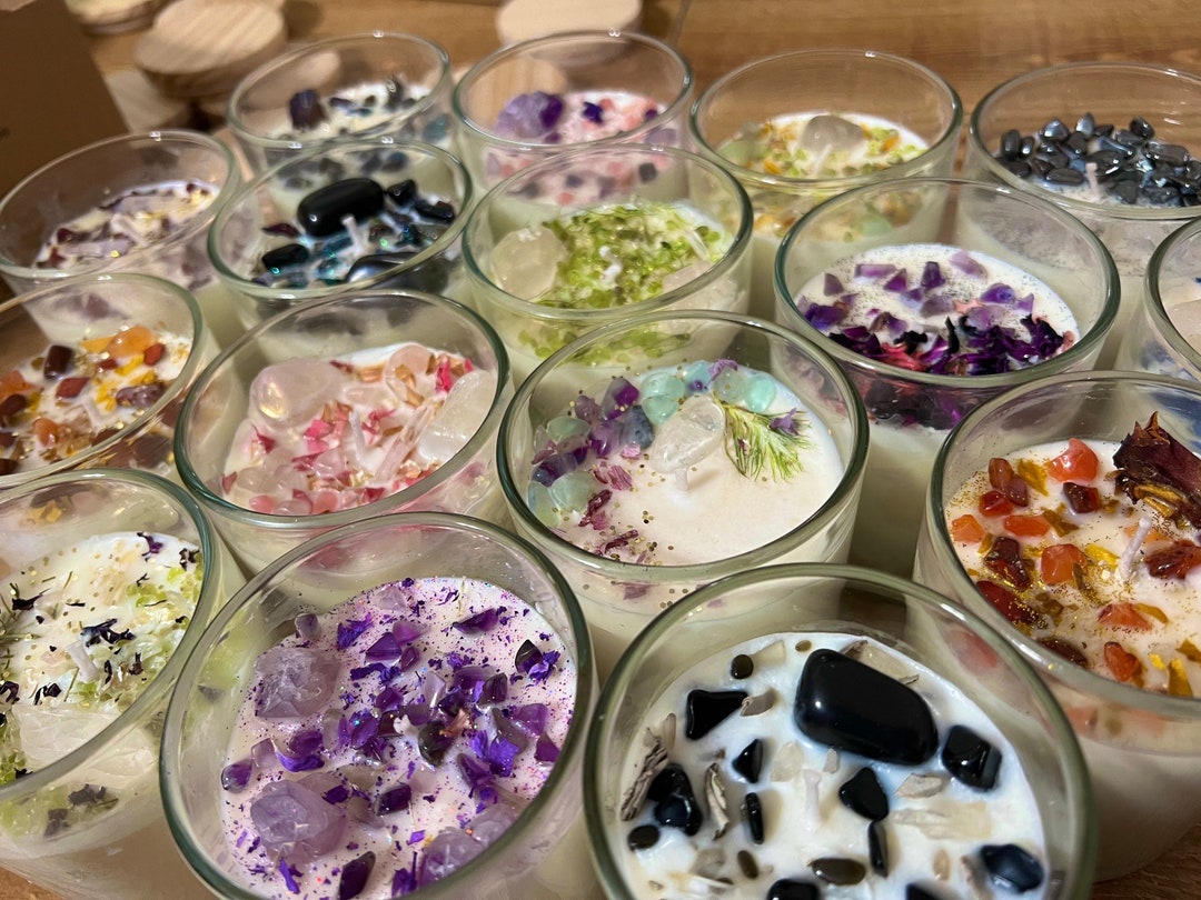 CREATE YOUR OWN Scented Crystal Candle 100% Soy Wax | Crystal + Herb ...