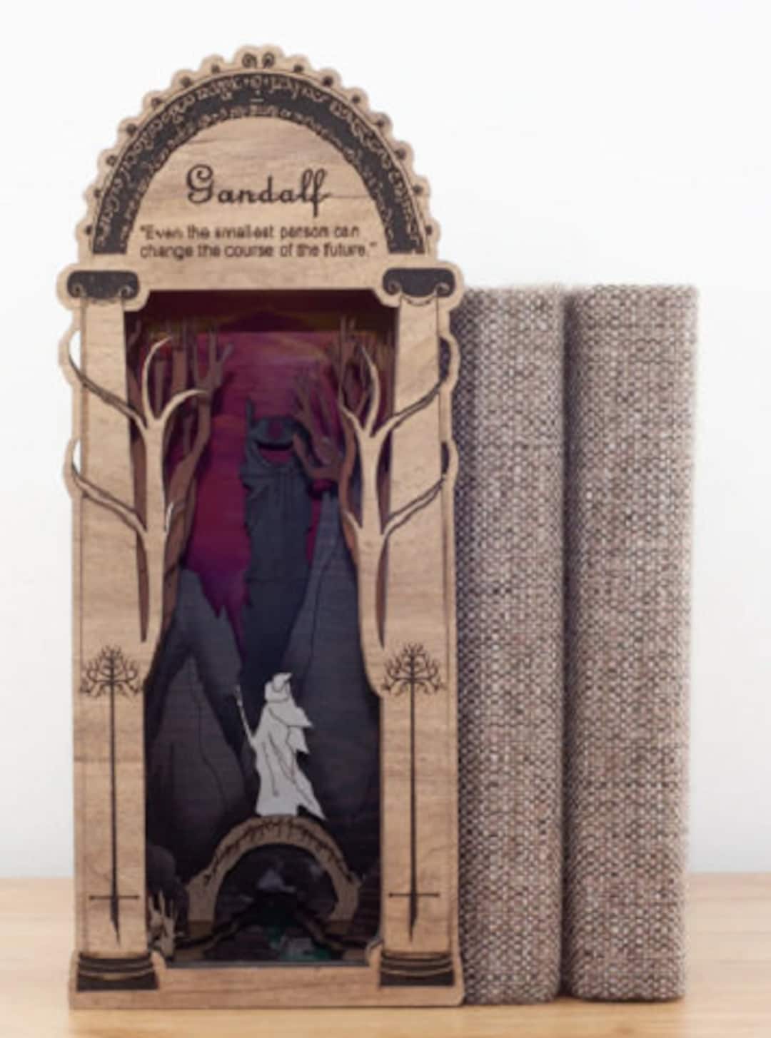 LOTR Middle Earth Book Nook Wood Assembled, Painted and Lighted-up Book ...