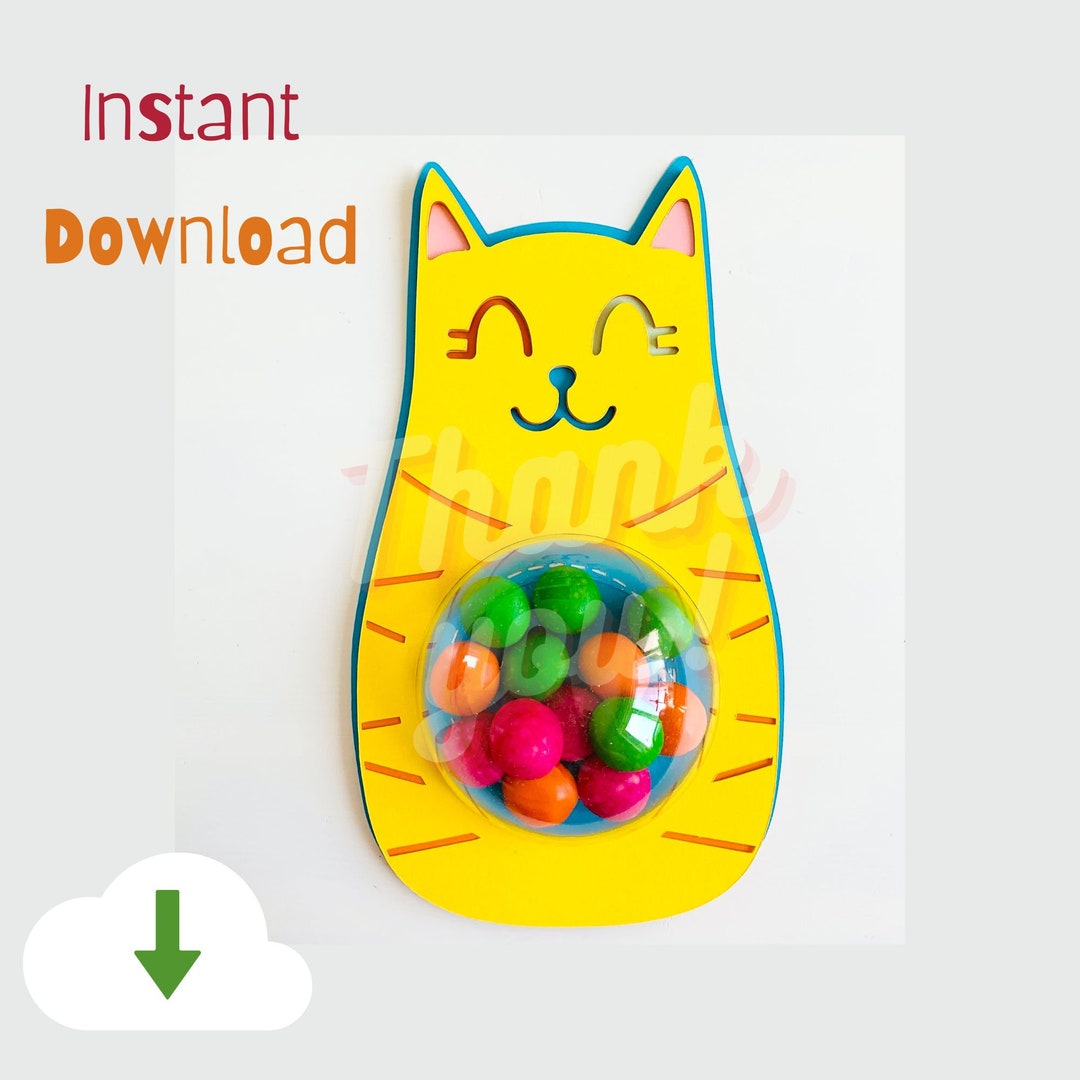 Kitty Cat Candy Dome SVG Cut Files, Candy Ornaments, Gift SVG Files ...