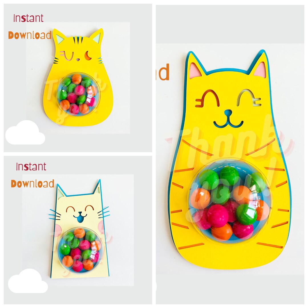 Kitty Cat Candy Holder Bundle SVG Files, Party Favors, Unique Candy ...