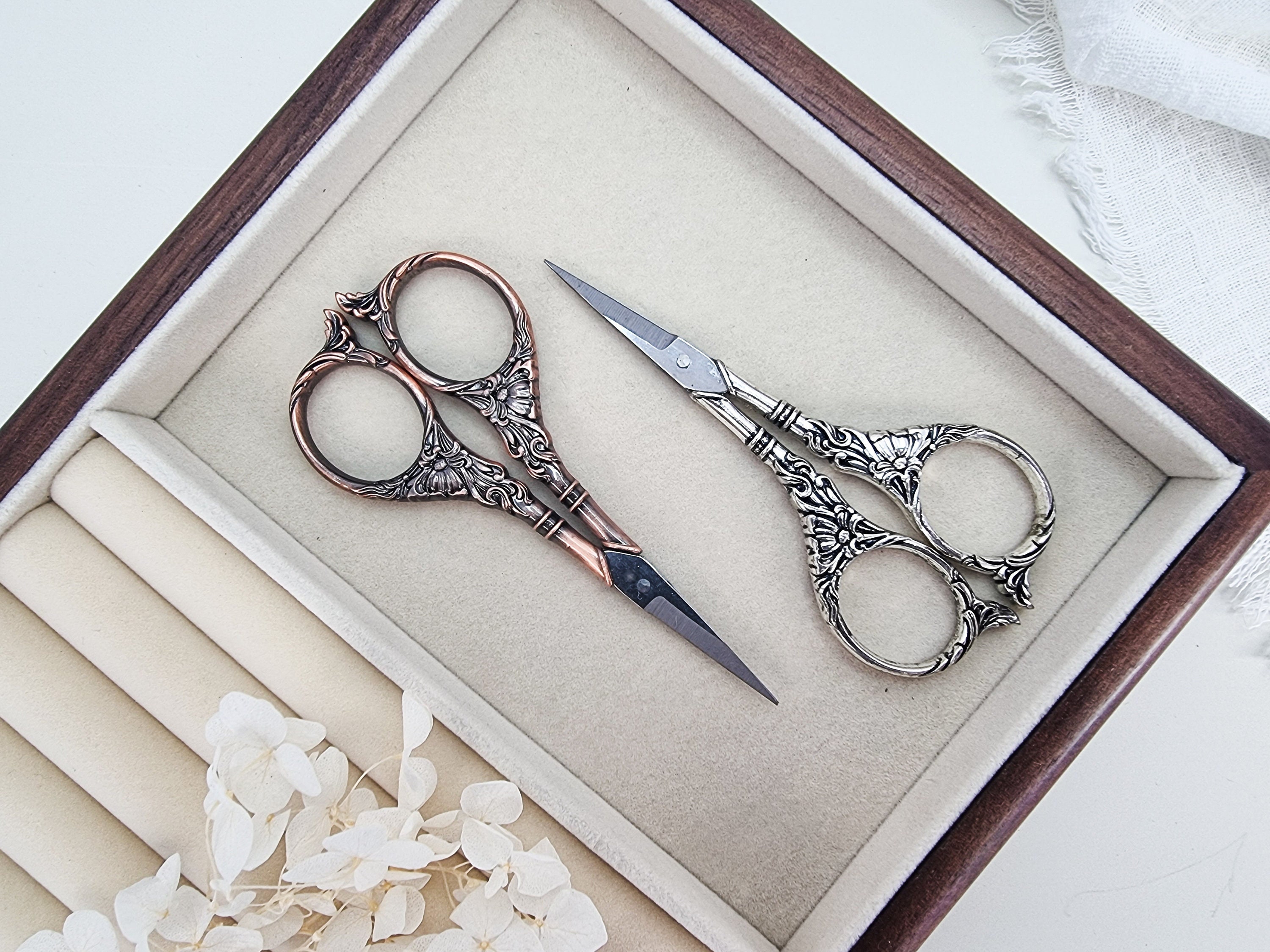 Floral Embroidery Thread Scissors for Crafting Vintage Ripple Handle ...