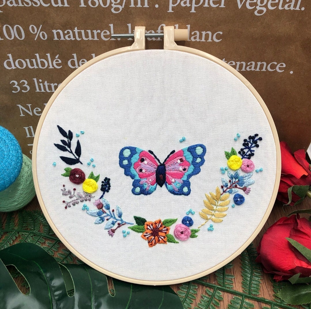 Butterfly Embroidery Kit for Beginner | Modern Embroidery Kit for Gift ...