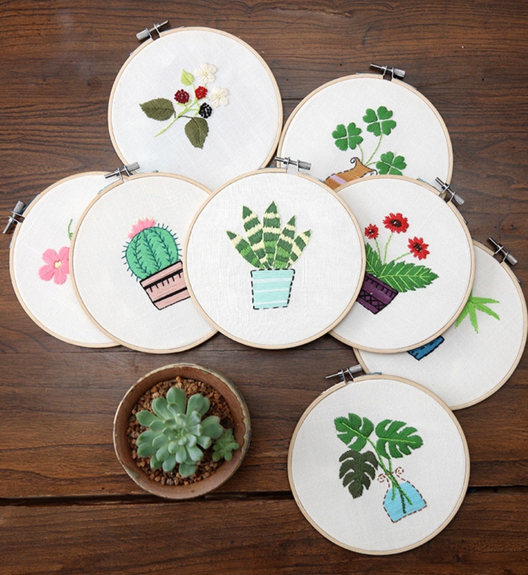 Plants Embroidery Kit for Beginner Modern Embroidery Kit for Gift Hand ...