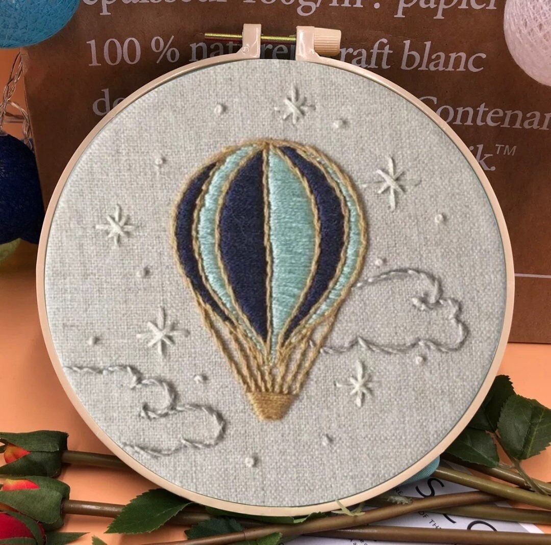Hot Air Balloon Embroidery Kit for Beginner Embroidery Kit - Etsy