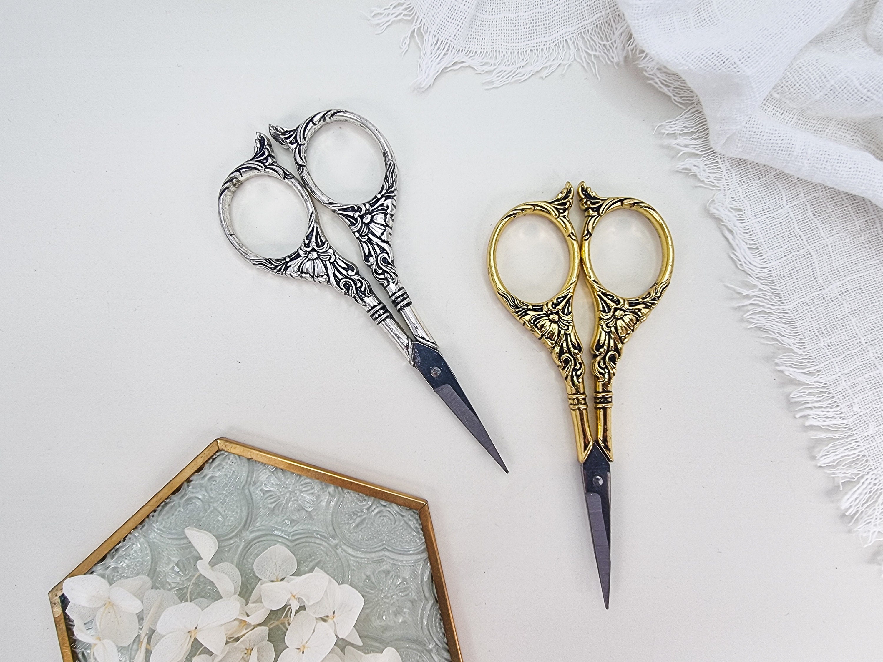 Floral Embroidery Thread Scissors for Crafting Vintage Ripple Handle ...
