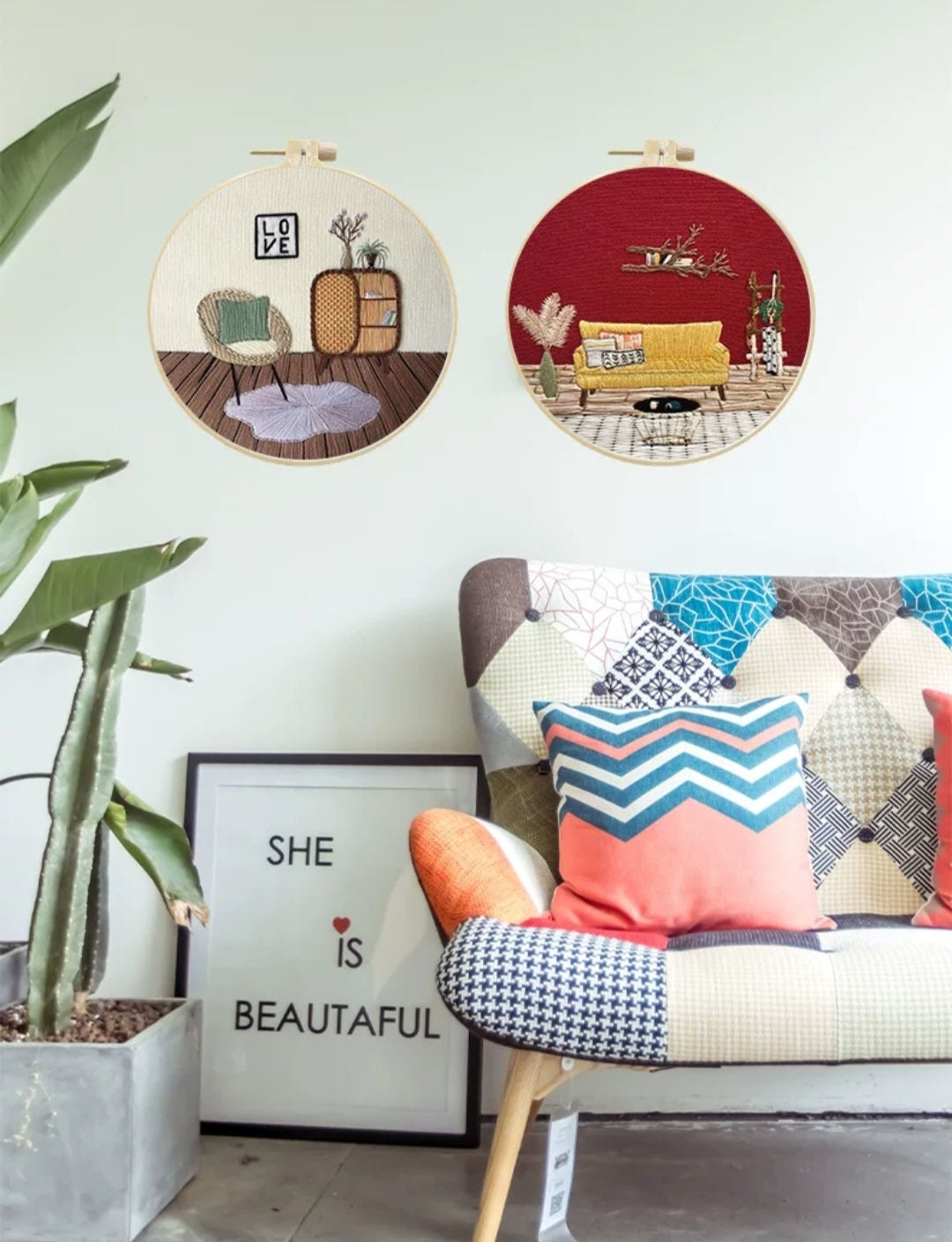 DIY Embroidery Kit for Beginner Modern Embroidery Kit for Gift Hand ...