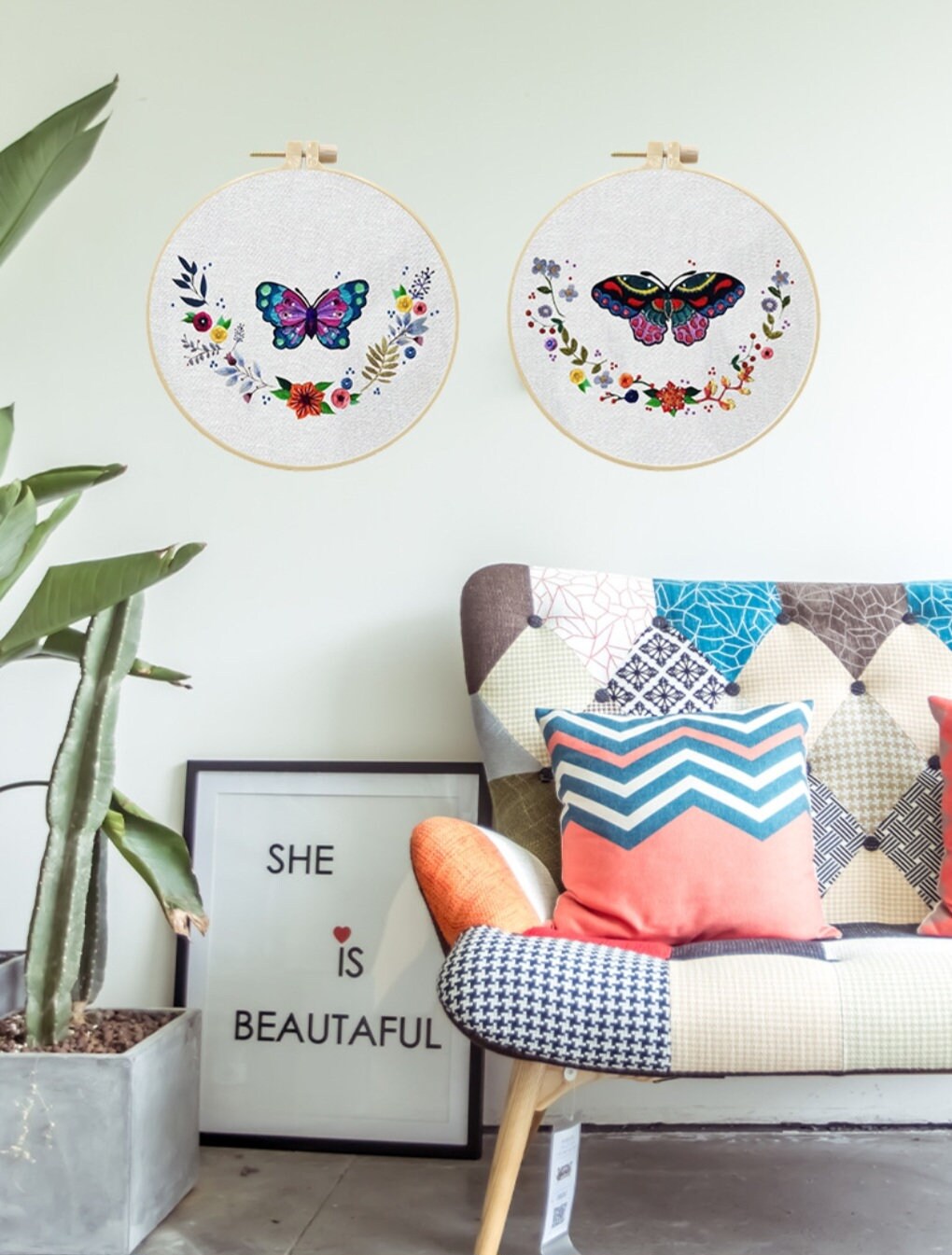 Butterfly Embroidery Kit for Beginner | Modern Embroidery Kit for Gift ...