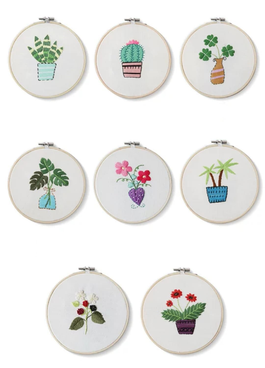 Plants Embroidery Kit for Beginner Modern Embroidery Kit for Gift Hand ...