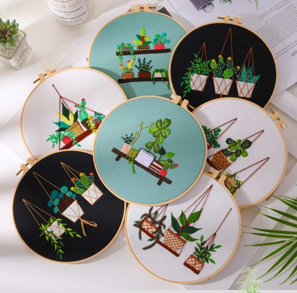 Plants Embroidery Kit for Beginner Modern Embroidery Kit for - Etsy