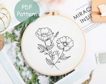 Flower Embroidery Pattern for Beginner Floral Hand - Etsy