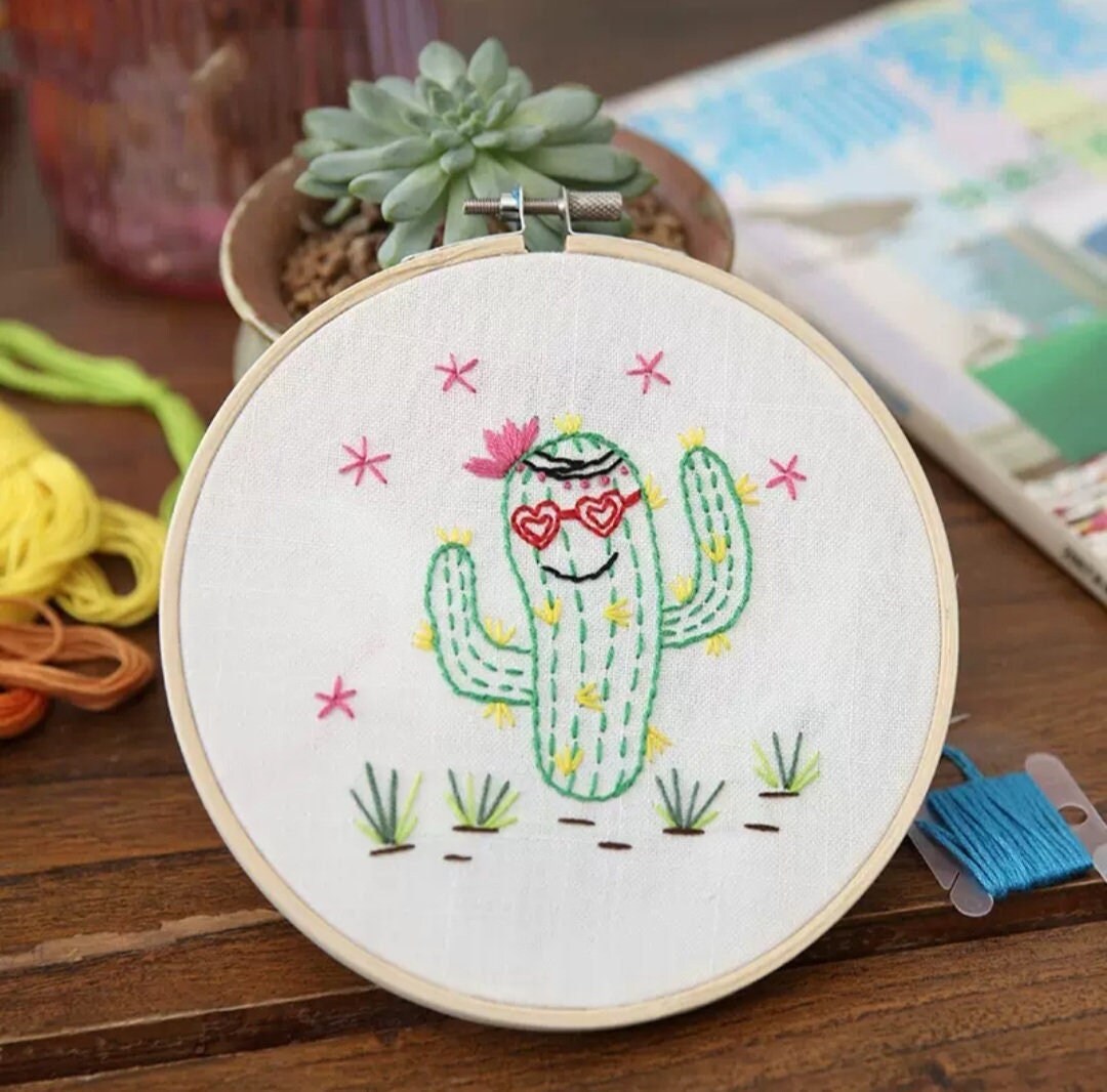 Kid's Embroidery Kit for Beginner | Cactus Embroidery Kit for Gift ...