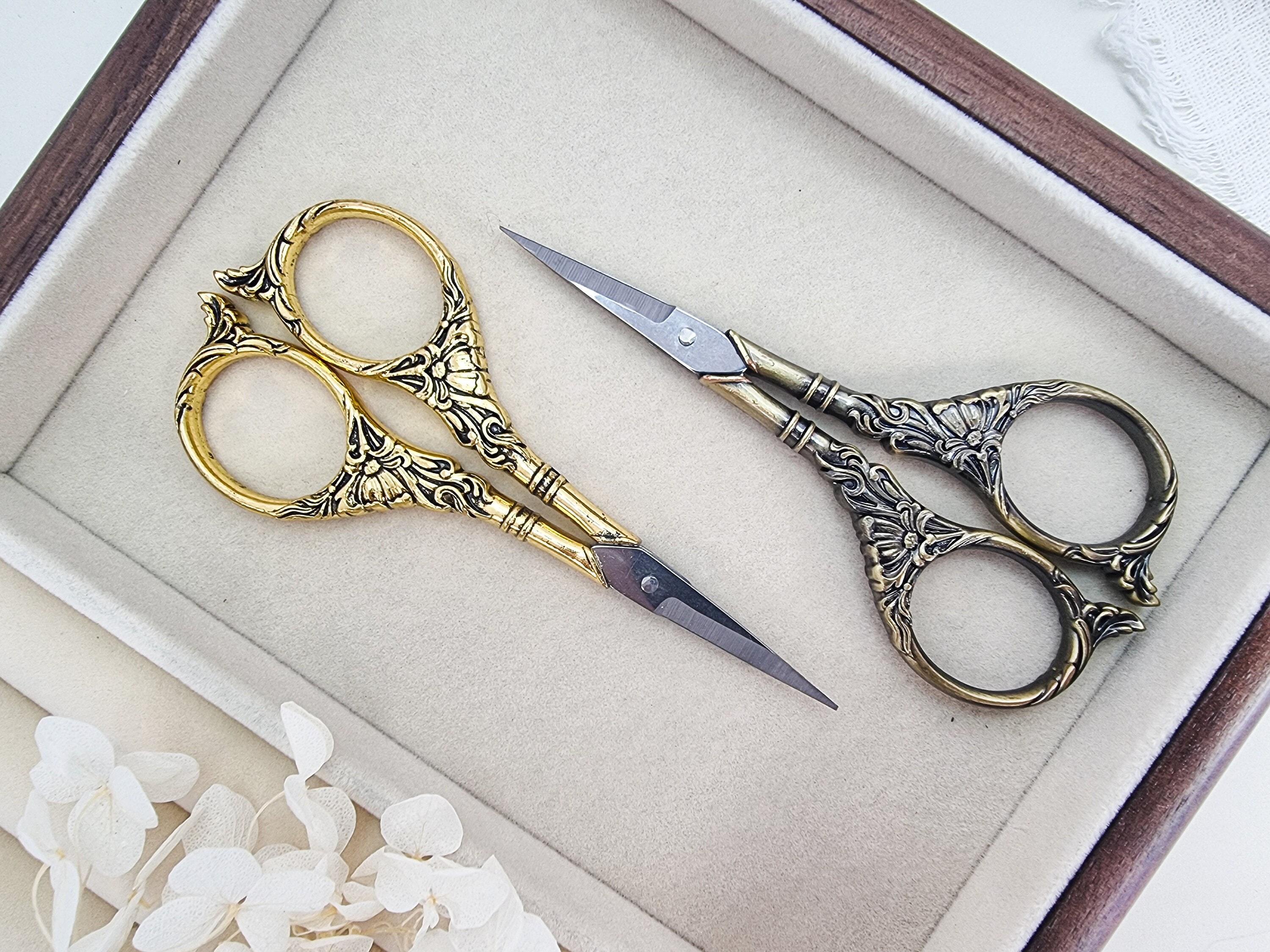 Floral Embroidery Thread Scissors for Crafting Vintage Ripple Handle ...